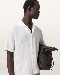 AllSaints Monument Short Sleeve Boxy Shirt in Natural for Men | Lyst