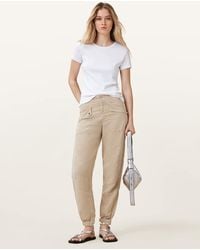 AllSaints Sherell Barrel-Leg High-Rise Lyocell And Linen-Blend Trousers ...
