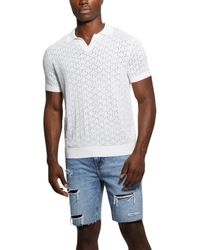 Guess Eco Short Sleeve Pointelle Stitch Brian Polo in Gray for Men | Lyst