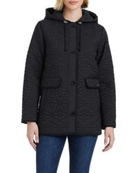 Kate Spade Midweight Hooded A-line Quilted Jacket in Blue | Lyst