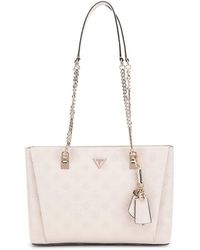 Guess Shoulder Bag Shaida Tote Bag Stone Ivory in Natural | Lyst UK