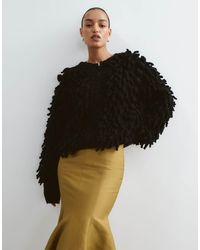 ARRANGE Wool Heavy Knit Loopy Jacket in Natural | Lyst UK