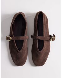 ASOS Lively Premium Suede Mary Jane Ballets | Lyst