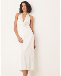 Abercrombie & Fitch Abstract-Pattern Maxi Dress in White | Lyst UK