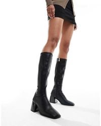 ASOS Radiant Flared Block Heel Boots in White | Lyst UK