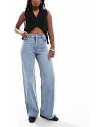 Monki Zami High Waist Straight Leg Jeans in Blue | Lyst UK
