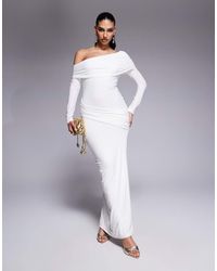 Missy Empire Double Layered Slinky Fold Over Bardot Bodycon Maxi Dress ...