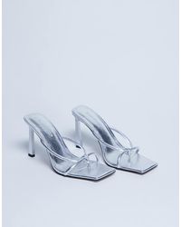 TOPSHOP Flora Strappy Toe Loop High Heels in White | Lyst UK