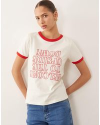 Wrangler X Stranger Things Welcome To The Upside Down Ringer Tee in Natural | Lyst UK