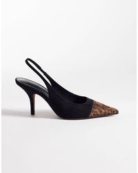 ASOS Sylvie Two Tone Slingback Mid Heel Shoes in Brown | Lyst
