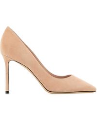 Jimmy Choo Skin Suede Romy 85 Pumps in Natural | Lyst