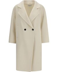 Aftercoat Buttoned Coat in Blue | Lyst