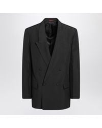 Gucci Double-Breasted Leather Jacket in Black for Men | Lyst UK