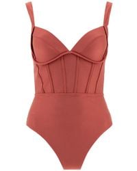 Zimmermann Acacia Corset-Style Swimsuit in Red | Lyst UK