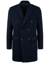 Fay Double-Breasted Wool Jersey Coat in Grey for Men | Lyst UK