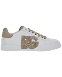 Dolce & Gabbana Bassa Logo-Patch Sneakers in White | Lyst UK