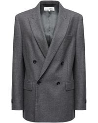MM6 by Maison Margiela Double-Breasted Blazer Jackets in Black | Lyst UK