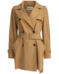 Max Mara Stretch Cotton Canvas Raincoat in Natural | Lyst