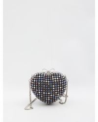 Self-Portrait Crystal Heart Clutch Bag in Black | Lyst UK