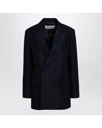 Valentino Garavani Double-Breasted Check Jacket in Grey | Lyst UK