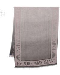 Emporio Armani Logo Scarf in Grey | Lyst UK
