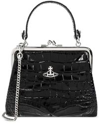Vivienne Westwood Crocodile-Effect Granny Frame Purse Bags in Black | Lyst