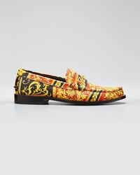 Versace Leather Medusa Loafers in Red for Men - Lyst