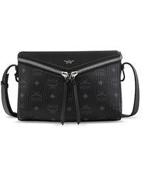MCM Diamond Visetos Small Shoulder Bag in Brown | Lyst