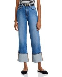 Veronica Beard Dylan High Rise Straight Leg Cuffed Jeans in Blue | Lyst