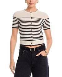 Rag & Bone Anne Striped Short-Sleeve Cardigan in White | Lyst