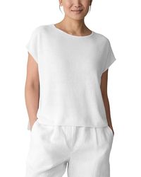 Eileen Fisher Boxy Cap Sleeve Tee in Black | Lyst UK