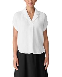Eileen Fisher Notch Collar Top in Blue | Lyst UK