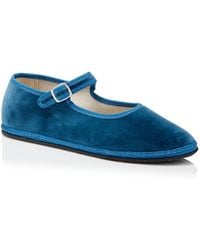Vibi Venezia Mary Jane Velvet Ballet Flats in Red | Lyst