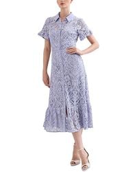 Phase Eight Carmine Frilled-Sleeve Midi Lace Dress in Purple | Lyst