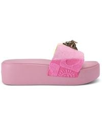Kurt Geiger Meena Eagle Towelling Platform Sandals in Pink | Lyst