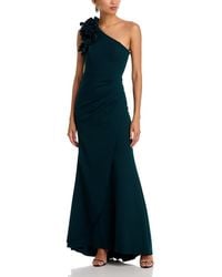 Aqua One Shoulder Ruffle Crepe Gown in Pink | Lyst