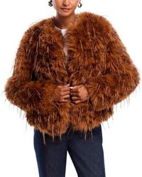 Aqua Teddy Faux Fur Jacket in Natural | Lyst UK