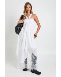 Boohoo Chiffon Tiered Halterneck Maxi Dress | Lyst