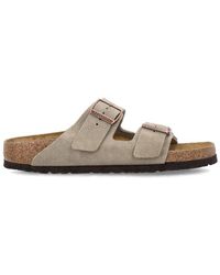 Birkenstock Arizona Double-Strap Slip-On Slides in Brown | Lyst