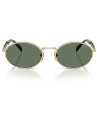 Prada Round-Frame Sunglasses in Natural | Lyst UK
