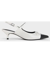 Charles & Keith Brantley Bow Slingback Kitten Heels in White | Lyst UK