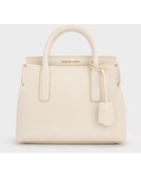 Charles & Keith Mirabelle Structured Top Handle Bag in Black | Lyst