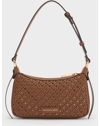 Charles & Keith Calla Woven Shoulder Bag in Brown | Lyst