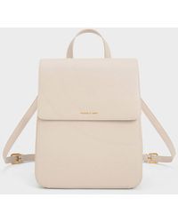 Charles & Keith Octavia Front Flap Structured Backpack in Brown | Lyst