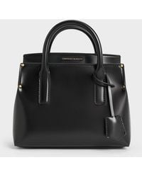 Charles & Keith Mirabelle Structured Top Handle Bag in Black | Lyst