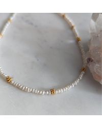 Claire Hill Designs Beaded Pearl Gold Vermeil Hoop Earrings in Metallic ...