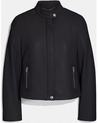 Women's COACH Leather jackets On Sale - Lyst