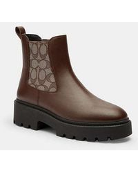 COACH Lucy Chelsea Boot With Signature Polyester in Black | Lyst UK