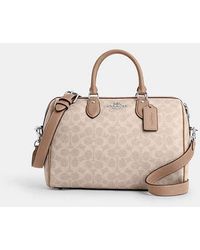 COACH Rowan Large Satchel Bag In Signature Canvas in Black | Lyst