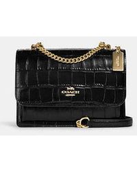 COACH Croc Embossed Leather Klare Crossbody Bag in Black | Lyst